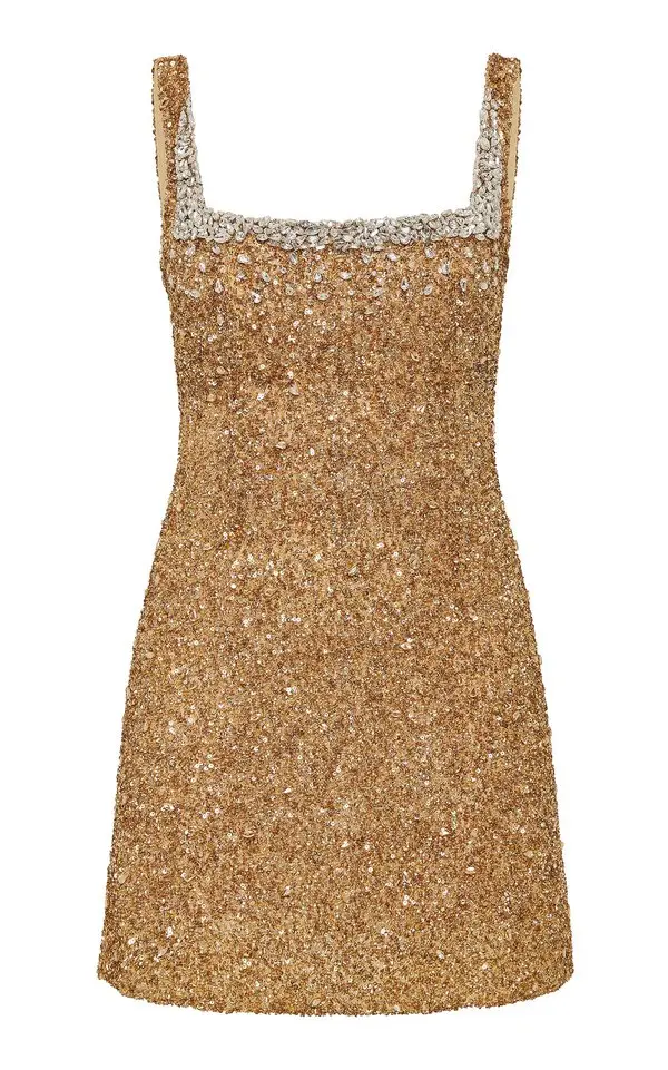 Rachel Gilbert Kaity Sequined Mini Dress - Gold