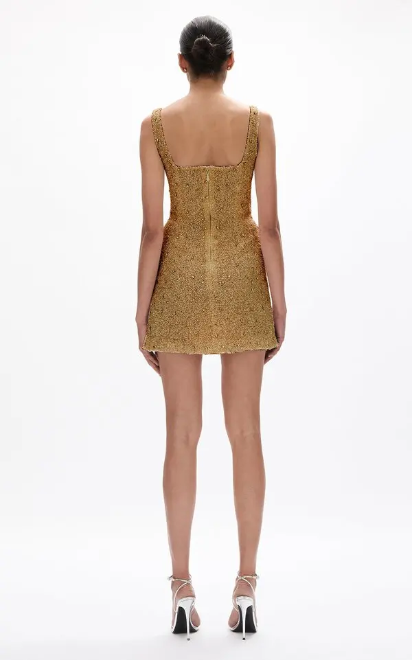 Rachel Gilbert Kaity Sequined Mini Dress - Gold