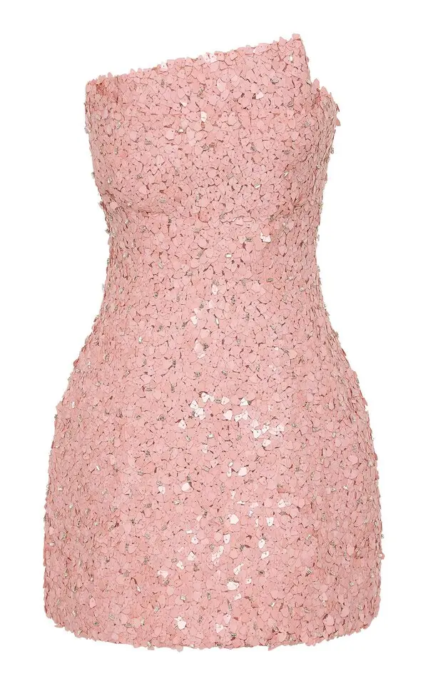 Rachel Gilbert Karter Beaded Tulle Mini Dress - Pink