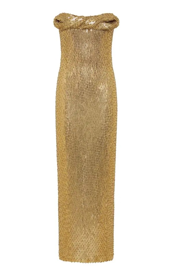 Rachel Gilbert Rosalie Sequined Gown - Gold
