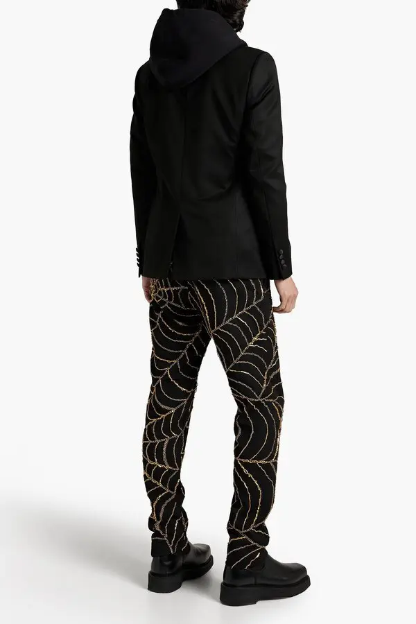 Moschino Embellished Wool-twill Tapered Trousers