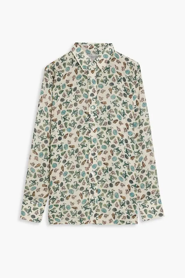 SENSI STUDIO Printed Chiffon Shirt - Light Blue