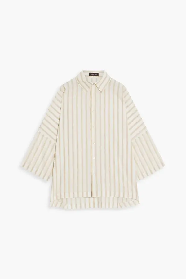 Eskandar Striped Cottonvoile Shirt - Cream