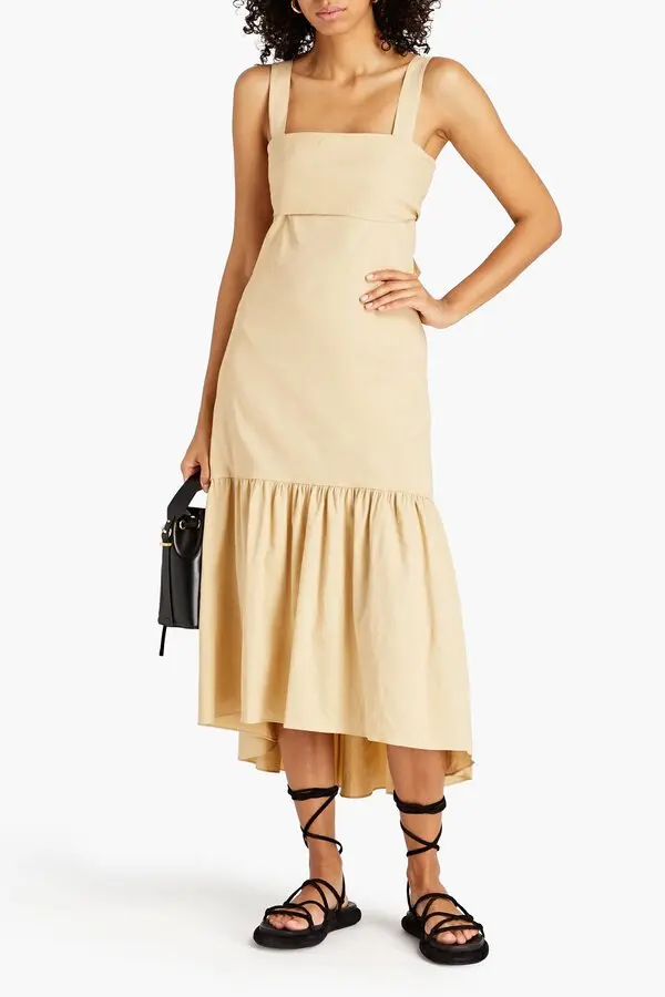 Theory Bow-detailed Linen-blend Midi Dress