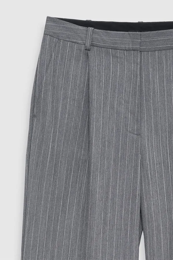 ANINE BING Trent Cropped Pinstripe Trousers - Light Grey Pinstripe