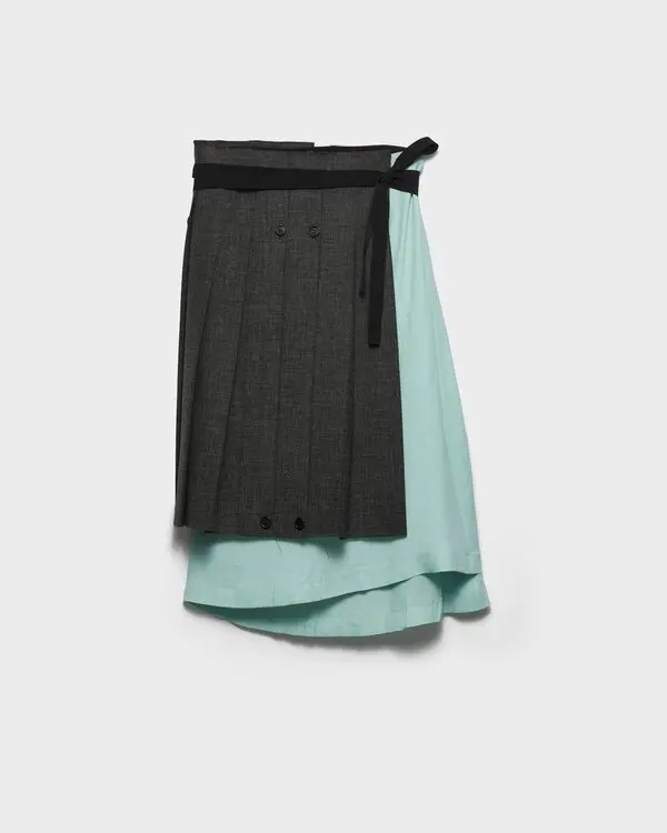 Prada Rush Stitch Fabric Patchwork Skirt - Slate Gray