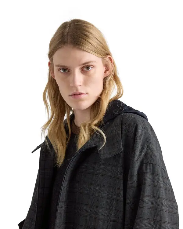Prada Prince Of Wales Checked Wool Jacket - Grey