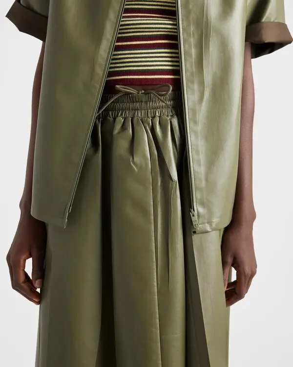 Prada Pleated Nappa Leather Skirt