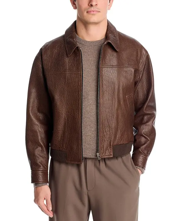 FRAME Leather Bomber Jacket - Cafe