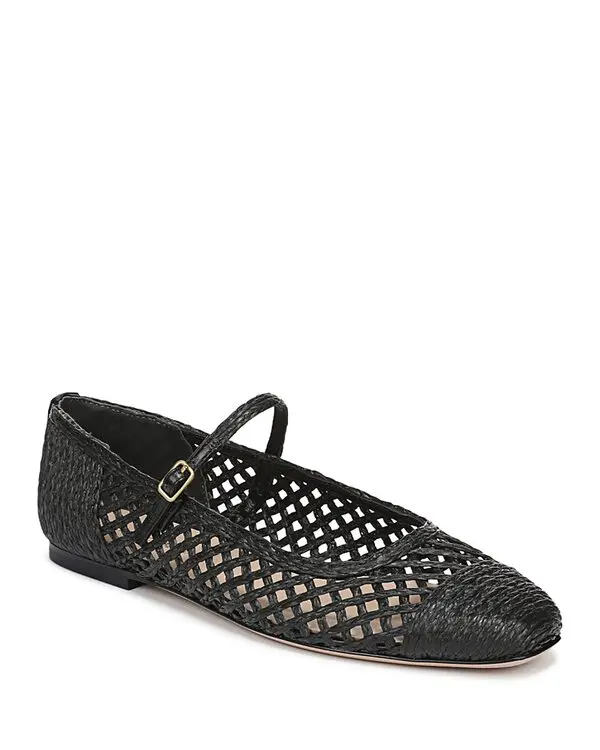Veronica Beard Ellie Raffia Flats - Black