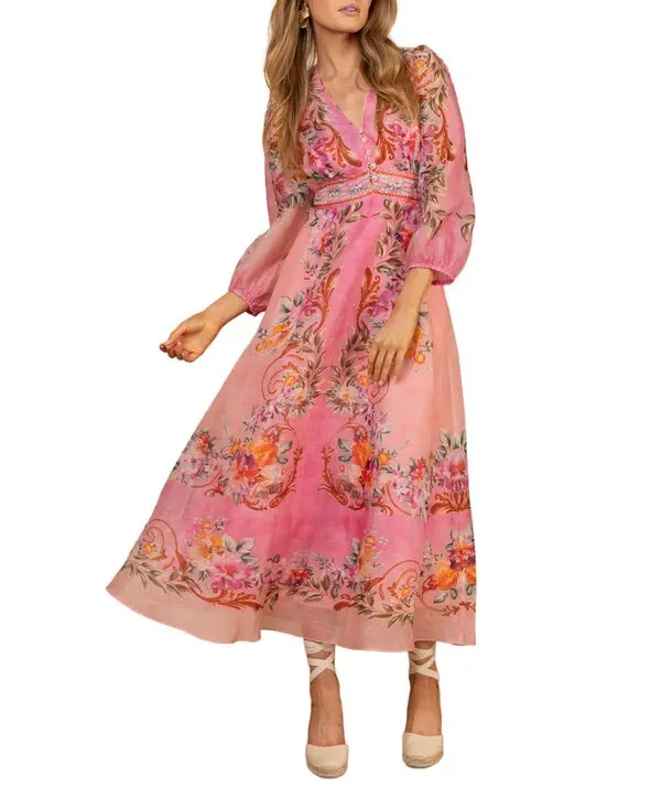 Hale Bob Frida Organza Maxi Dress - Coral