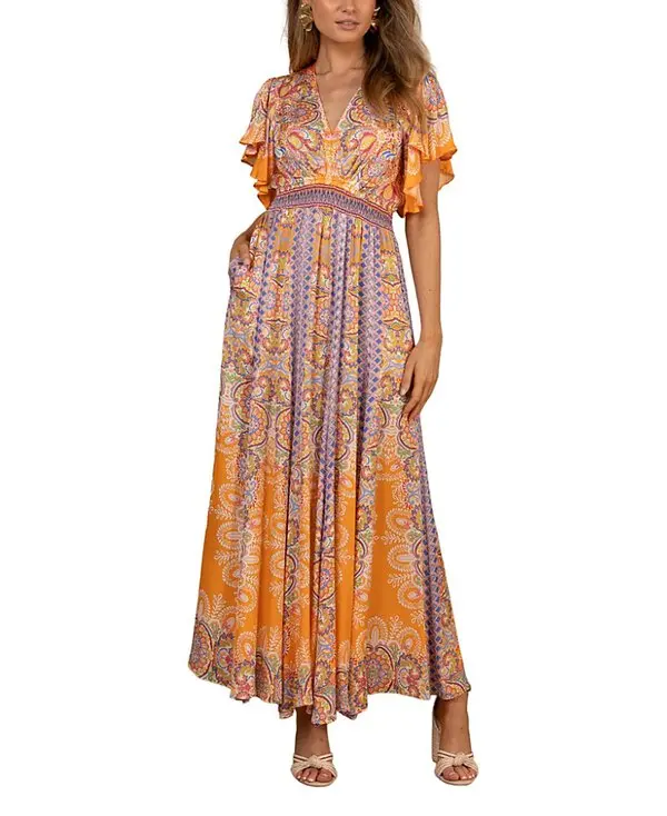 Hale Bob Sandra Charmeuse Dress - Orange