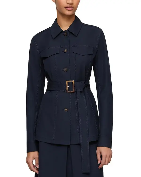 Lafayette 148 New York Belted Shirt Jacket - Ink