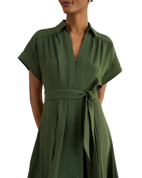 HOBBS LONDON Button-up Collared Midi Dress With Belt