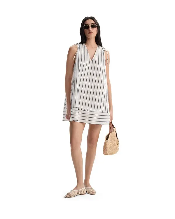Staud Elena Stripe Dress - Ecru Stripe