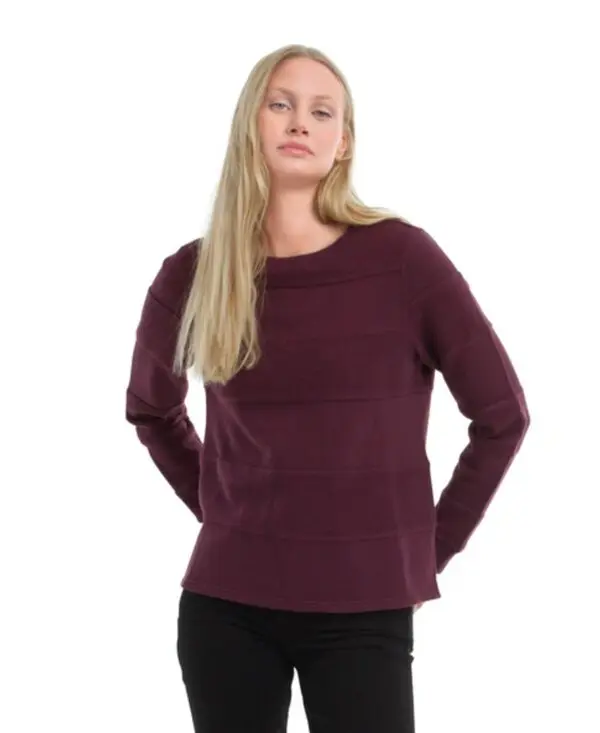 WILT CLOTHING Striped Sweatshirt - Dark Fig