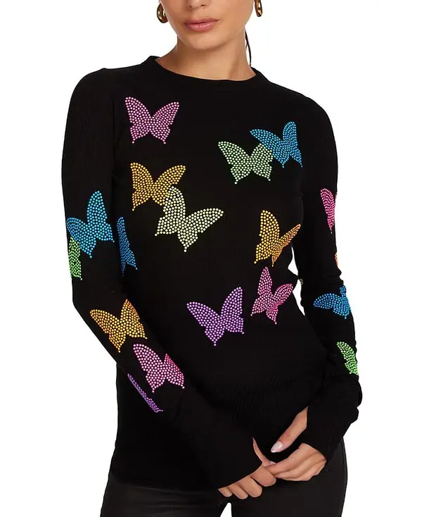 Lauren Moshi Mckinley Neon Stud Butterflies Top