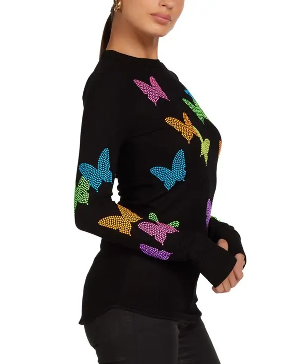Lauren Moshi Mckinley Neon Stud Butterflies Top