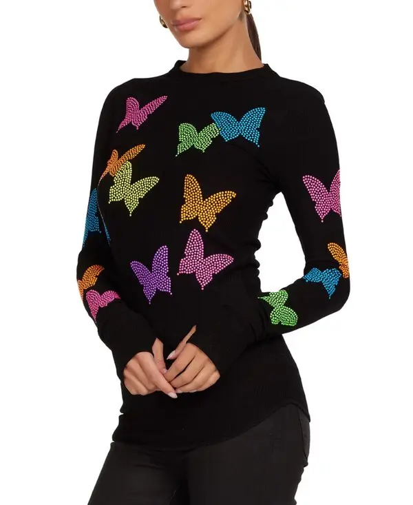 Lauren Moshi Mckinley Neon Stud Butterflies Top