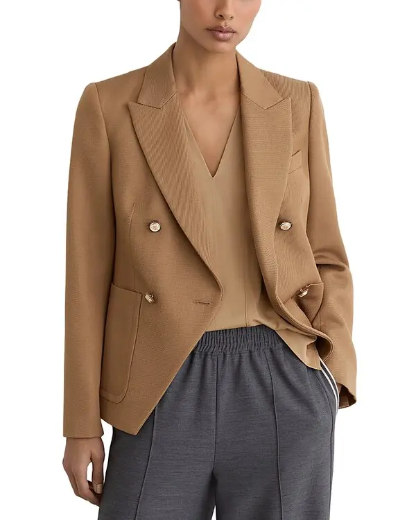 REISS Petites Gigi Double Breasted Blazer - Camel