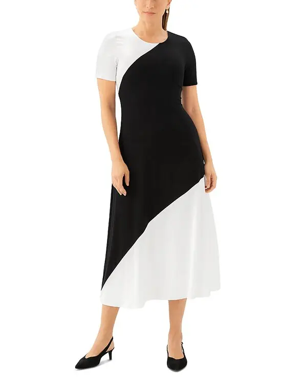 Karen Kane Short Sleeve Contrast Midi Dress