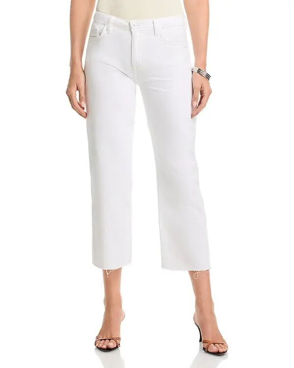 L'Agence Wanda High Rise Crop Wide Leg Jeans - Blanc