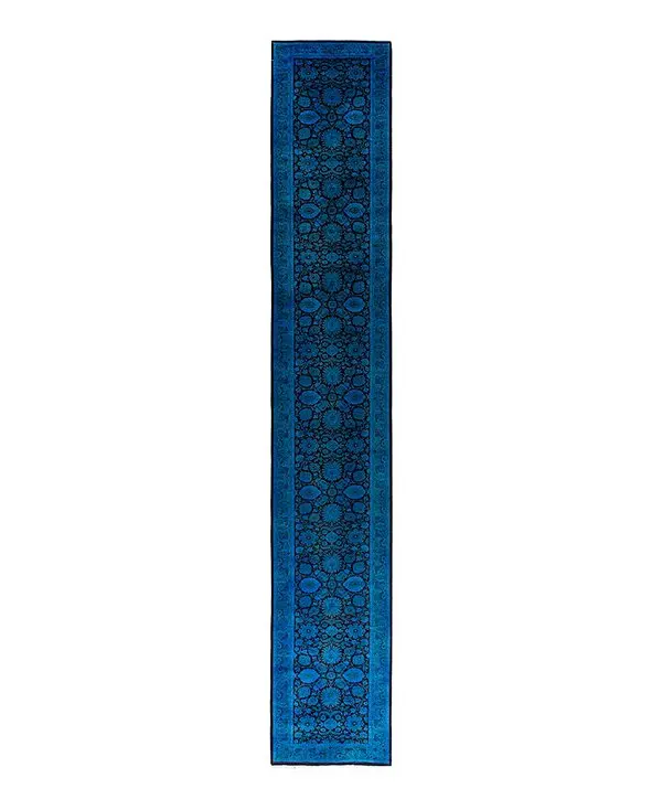 Bloomingdale'S Fine Vibrance M1506 Runner Area Rug 2'7x17'6 - Blue