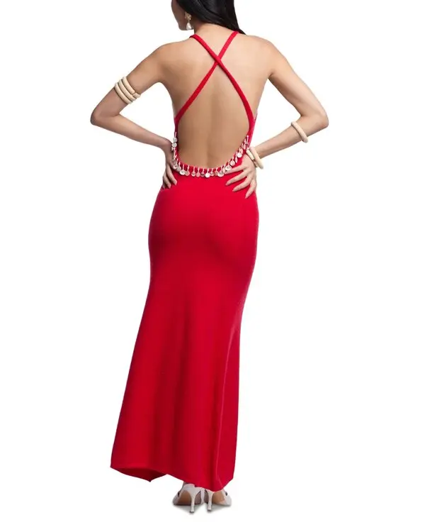 CAPITTANA Ignacia Plunging Neck Dress - Red