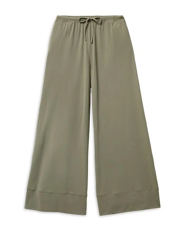 PETITE PLUME Pima Cotton Wide Leg Pajama Pants - Green
