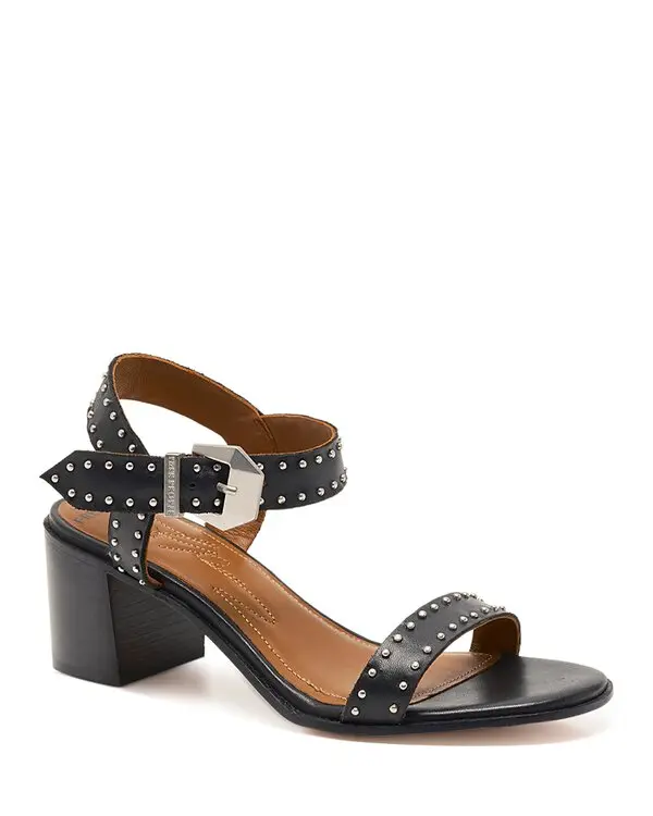 Free People Buckle Up Block Heel Sandals - Black Tide