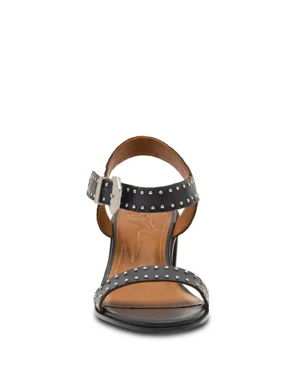 Free People Buckle Up Block Heel Sandals - Black Tide