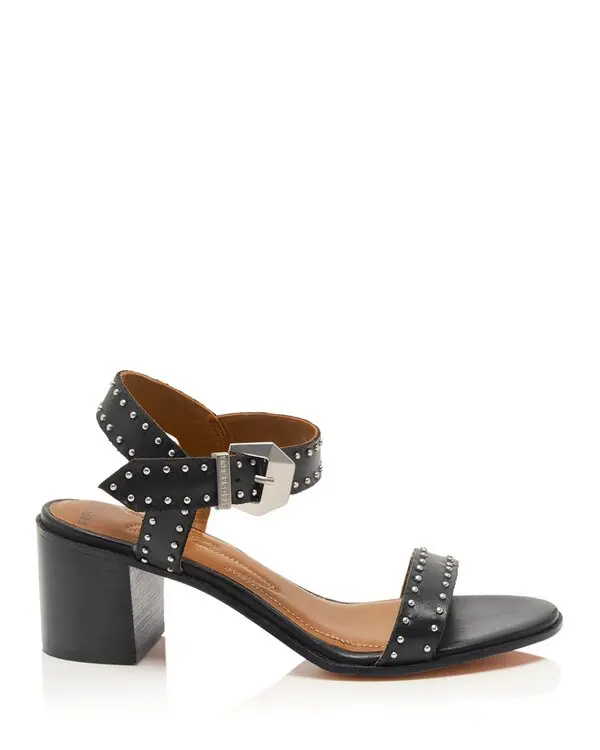 Free People Studded Block Heel Sandals - Black Tide