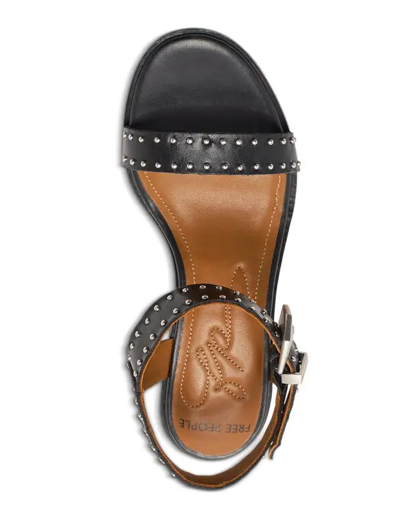 Free People Studded Block Heel Sandals - Black Tide