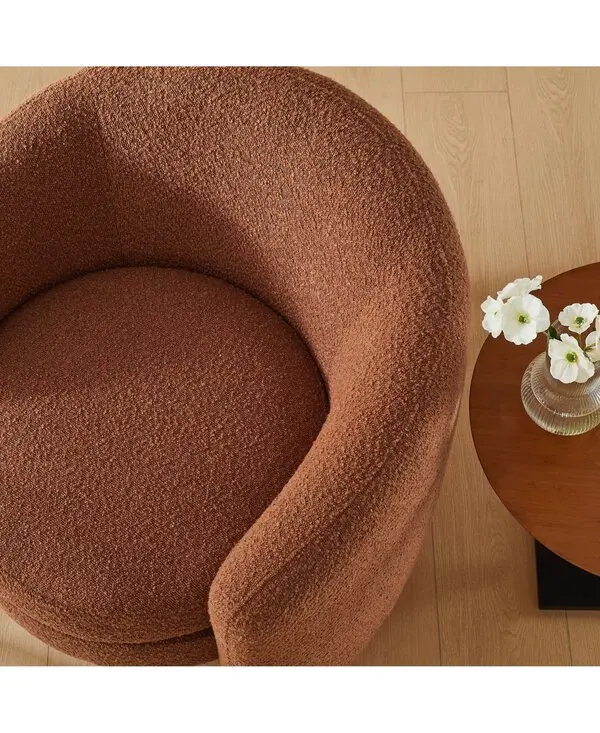 MODWAY Affinity Upholstered Boucle Fabric Curved Back Armchair - Rust