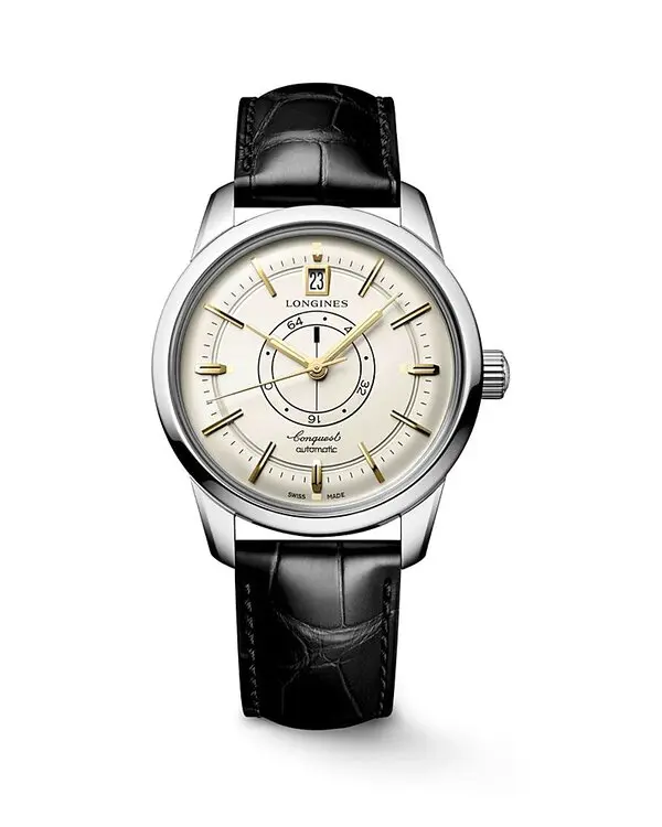LONGINES Conquest Heritage Central Power Reserve Watch, 38mm - Black/opaline Ivory