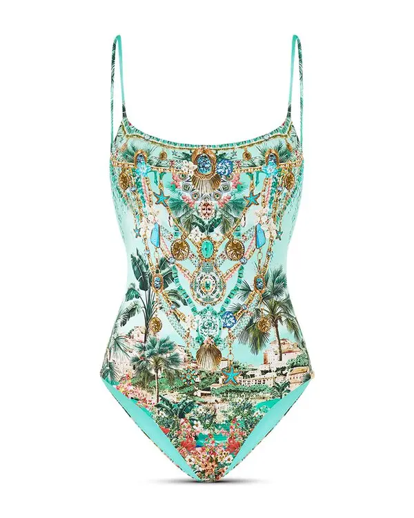 Camilla Printed Straight Neck One Piece Swimsuit