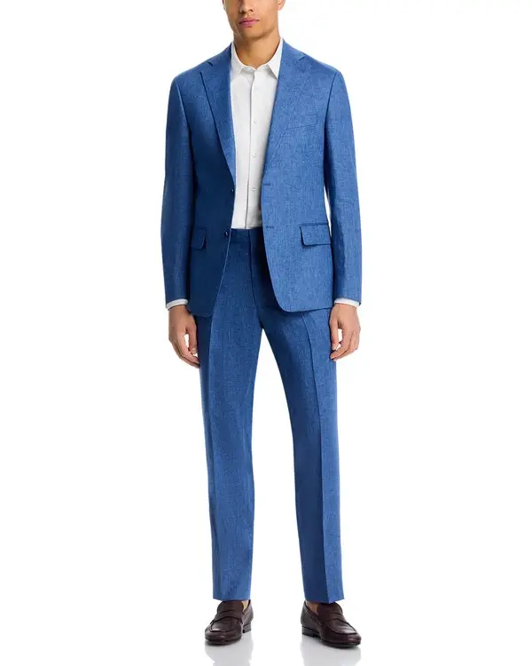 Vince Delave Linen Slim Fit Suit Pants - Blue