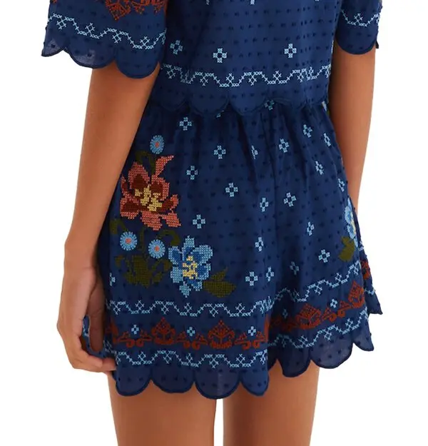 Farm Rio Stitched Garden Shorts Swim Cover-up