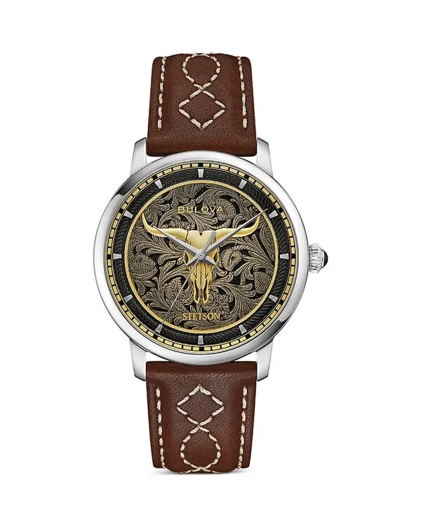 Bulova Hudson Stetson Watch, 39mm - Brown/black