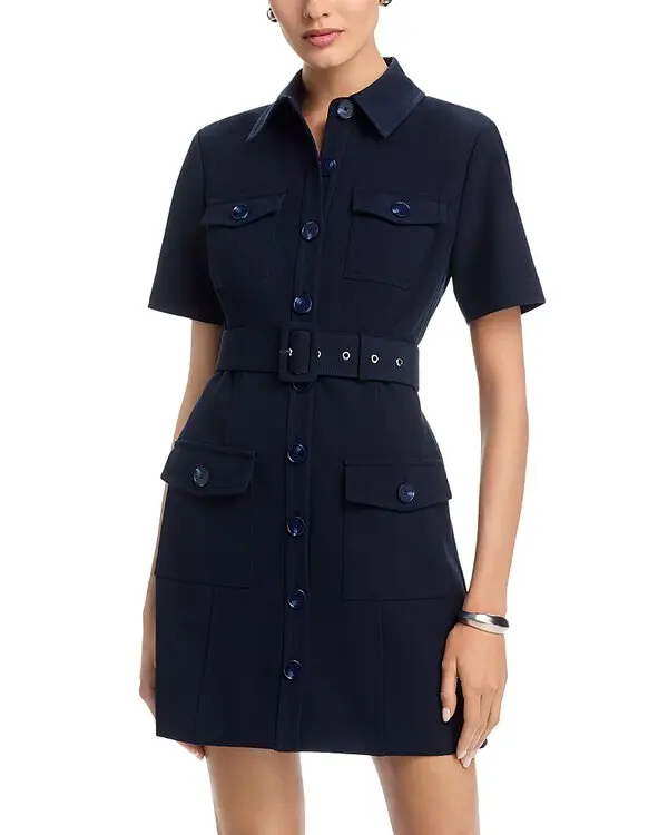 TOCCIN Lydia Short Sleeve Snap Front Dress - Midnight