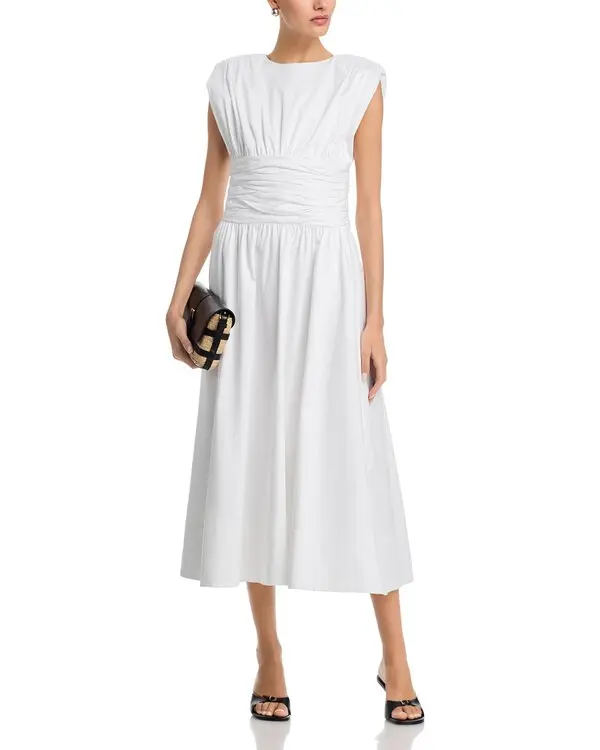 TOCCIN Evangeline Strong Shoulder Midi Dress - Optic
