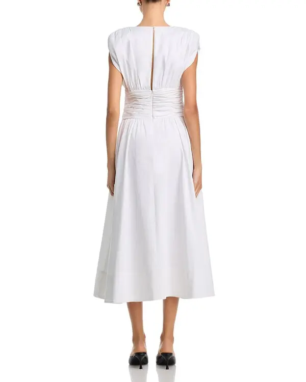 TOCCIN Evangeline Strong Shoulder Midi Dress - Optic