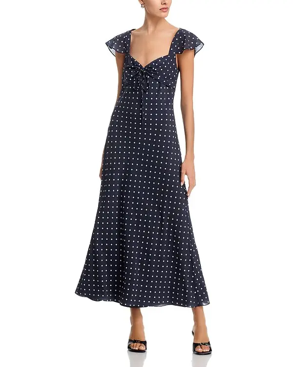 TOCCIN Marcella Polka Dot Slip Dress - Midnight Polka Dot