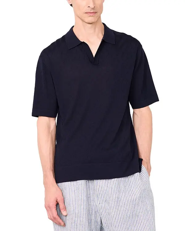 Officine Générale Pele Texture Sweater Polo - Navy Ink