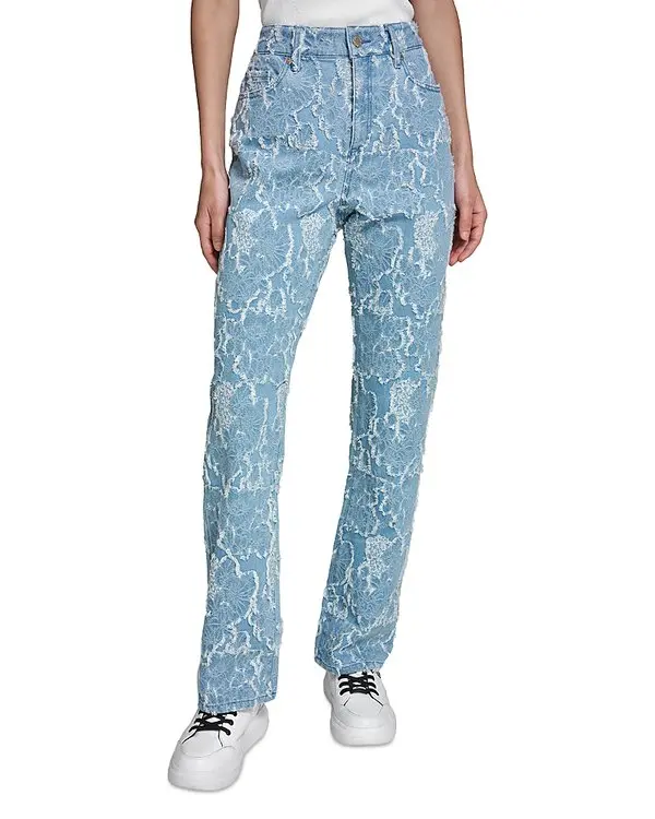Karl Lagerfeld Paris High Rise Straight Jeans - Sky Blue