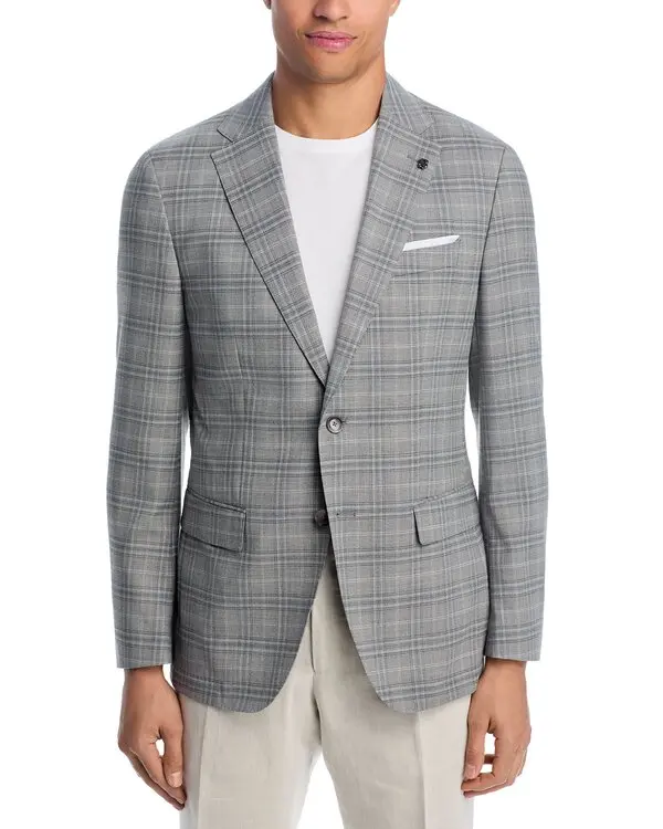 BOSS Hutson Slim Fit Plaid Sport Coat - Silver