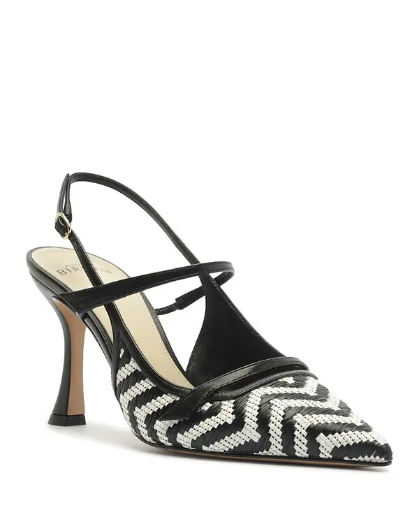 ALEXANDRE BIRMAN Raffia Slingback Pumps - Black