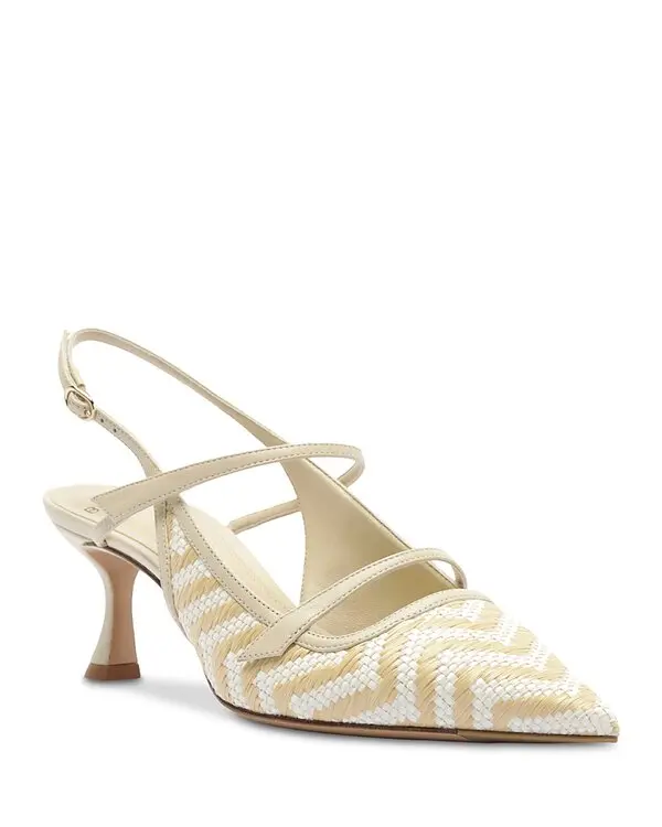 ALEXANDRE BIRMAN Raffia Slingback Pumps - Eggshell