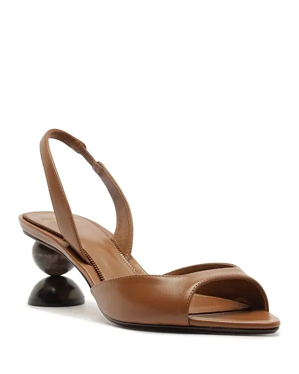 ALEXANDRE BIRMAN Tropicana Leather Mid Heel Sandals - Espresso