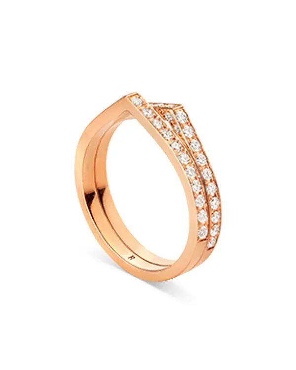 REPOSSI 18k Antifer Diamond V Shaped Double Row Band - Rose Gold
